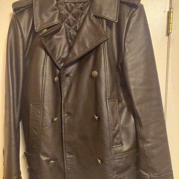 Smart Range | Jackets & Coats | Mens Black Leather 34 Navy Pea Coat ...